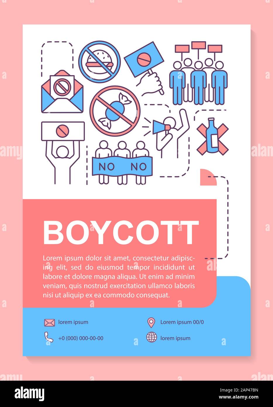 Boycott poster template layout. Voluntary abstention banner, booklet ...