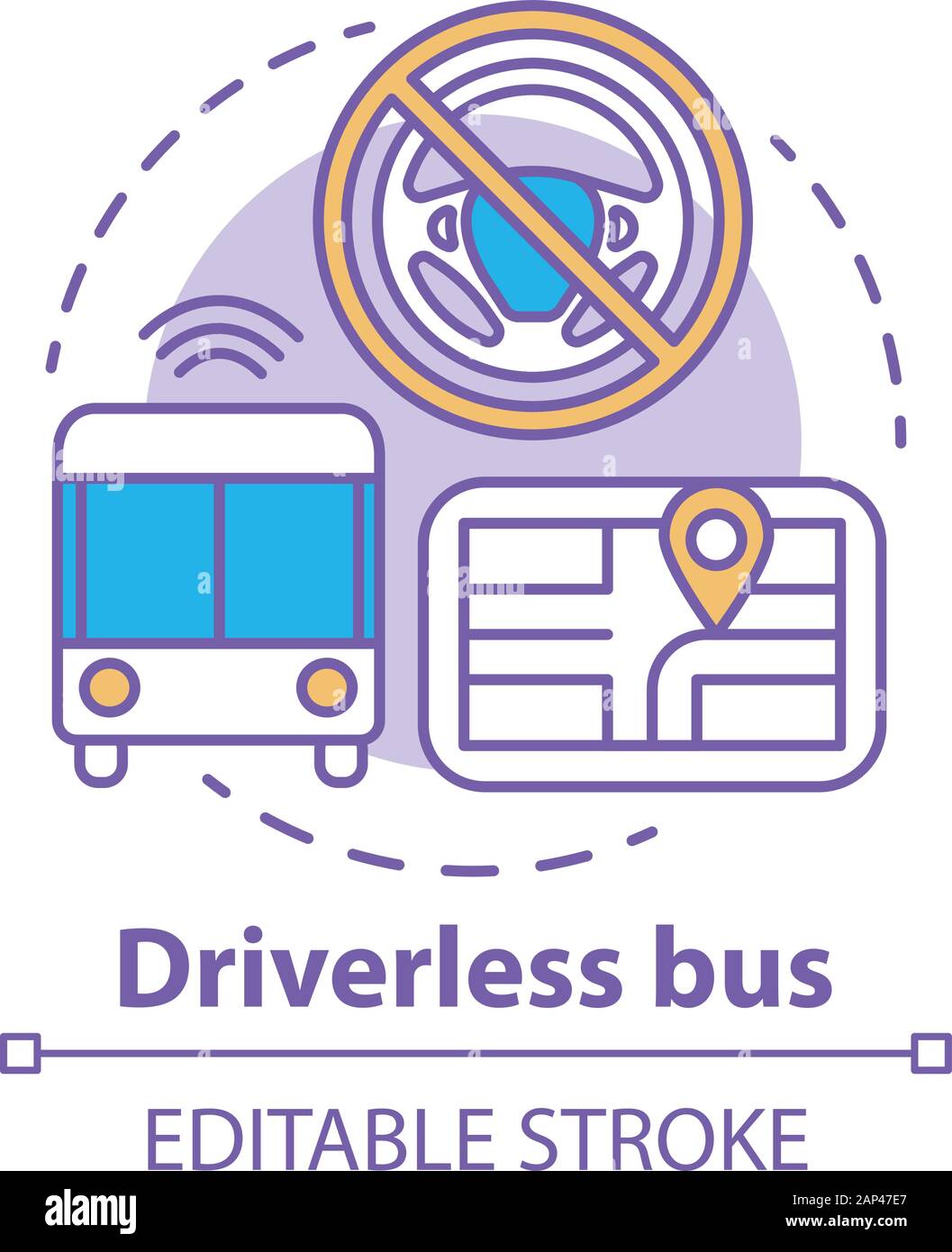 Driverless bus concept icon. Autopilot for city passenger ...