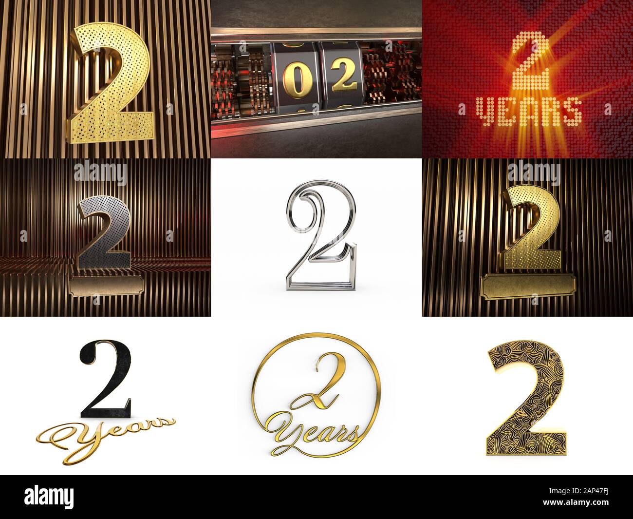 Set of number 2 (number two) celebration design. Anniversary number ...