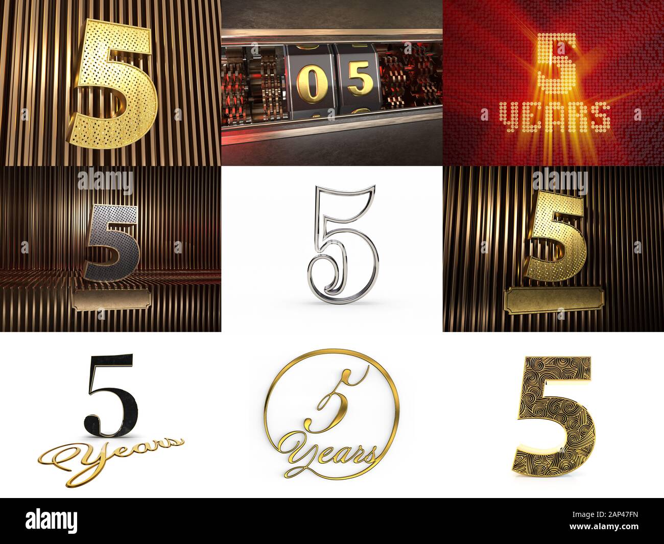 Set of number 5 (number five) celebration design. Anniversary number ...