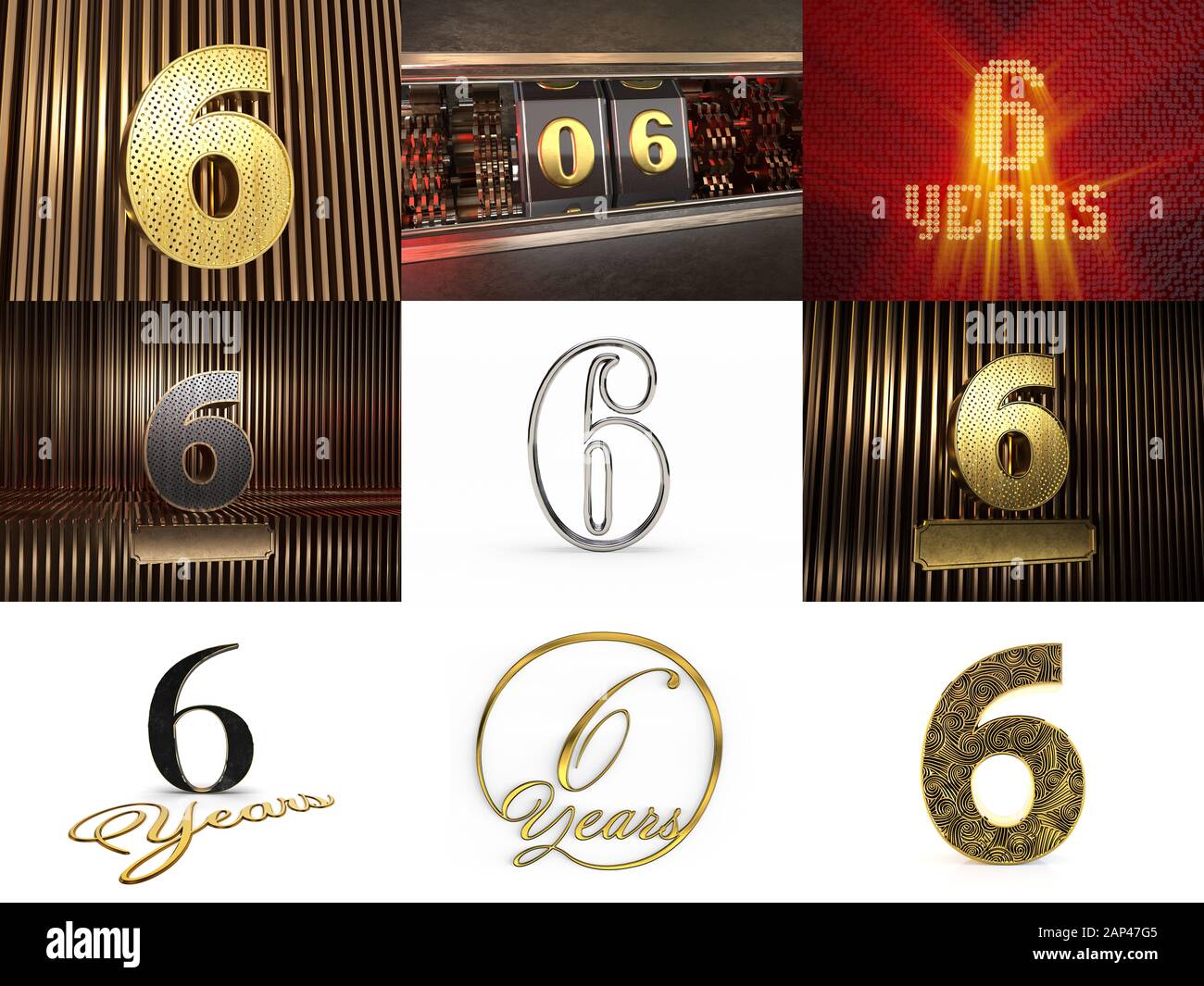 Set of number 6 (number six) celebration design. Anniversary number ...