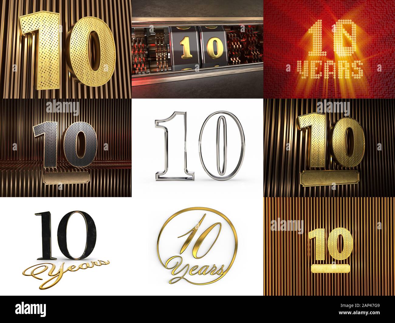 Set of number 10 (number ten) celebration design. Anniversary number ...