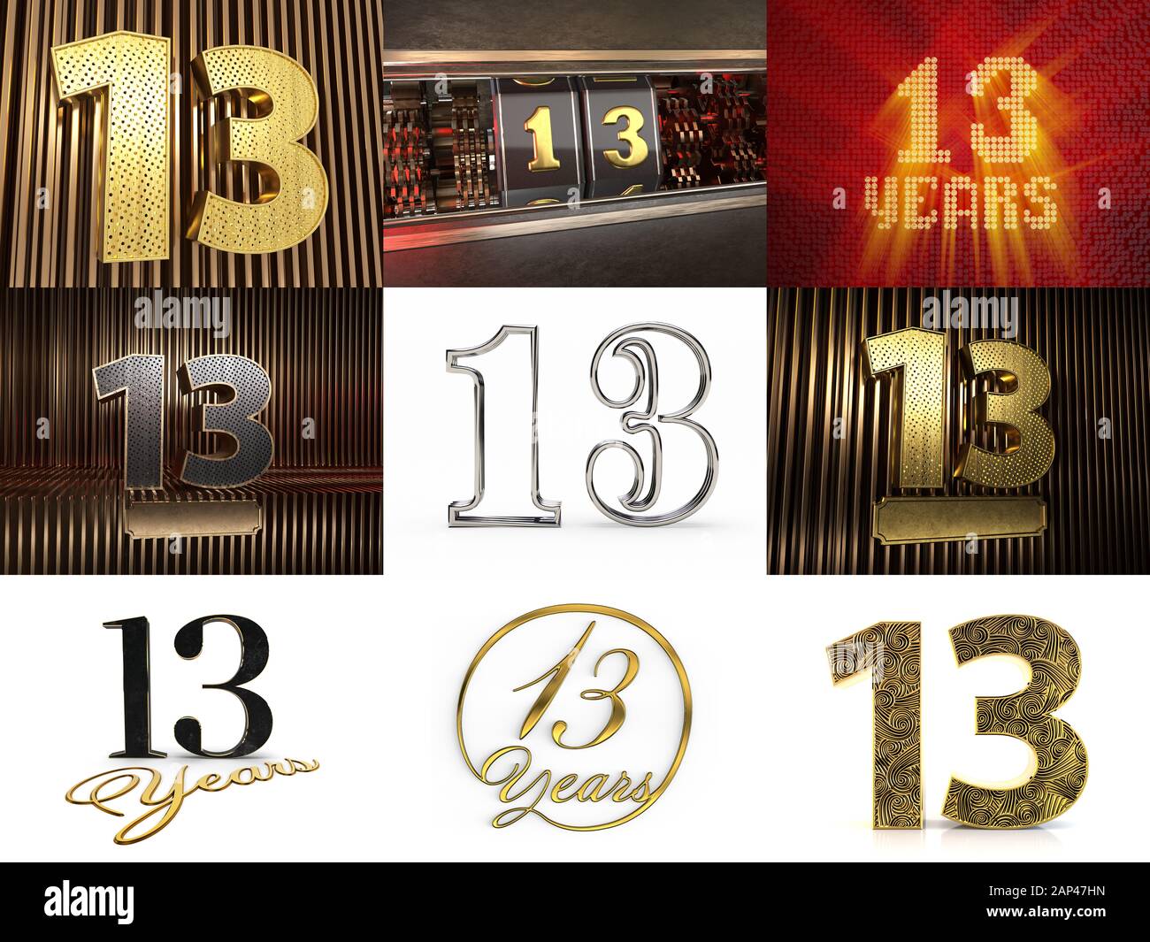 Set of number 13 (number thirteen) celebration design. Anniversary ...