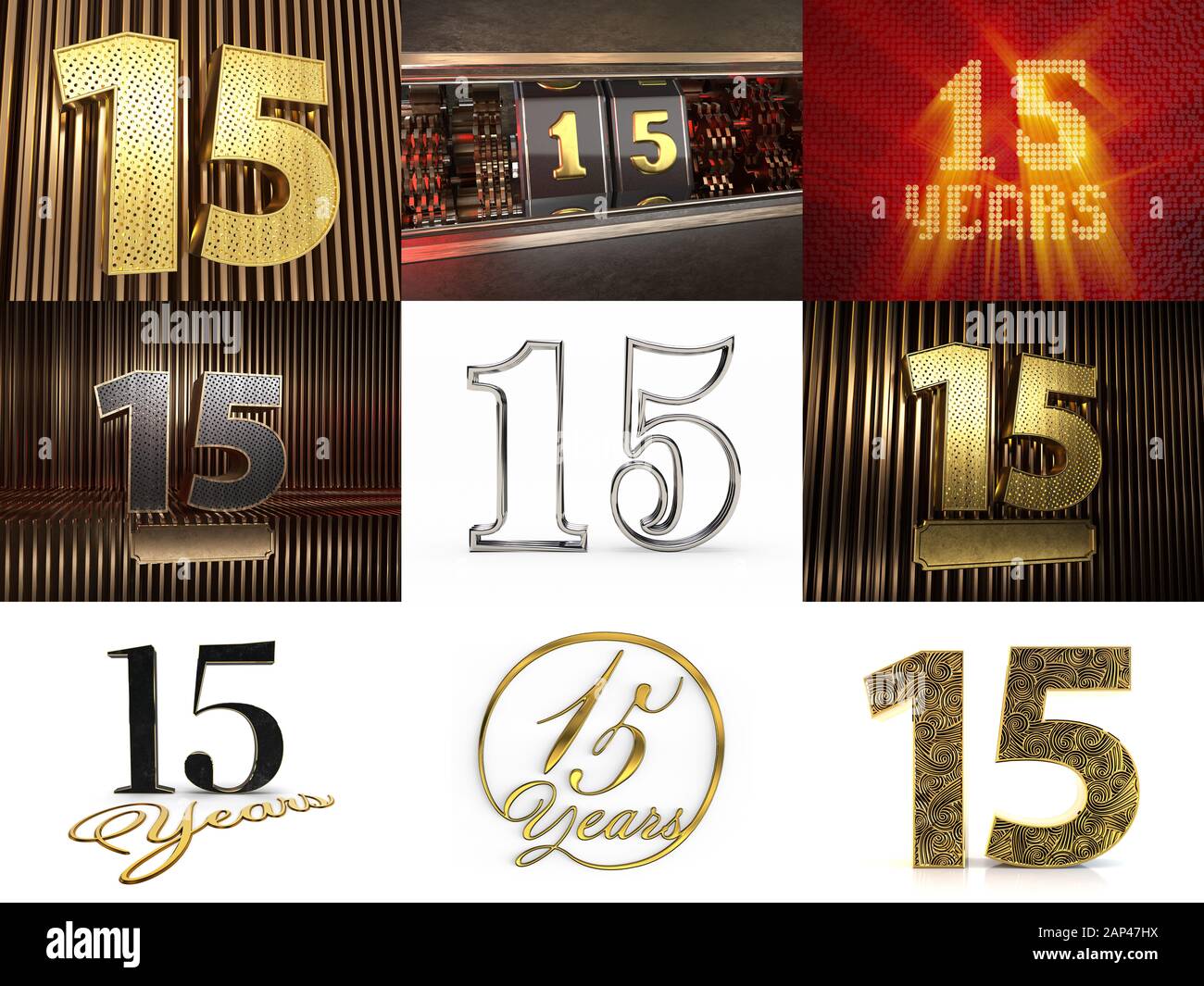 Set of number 15 (number fifteen) celebration design. Anniversary ...