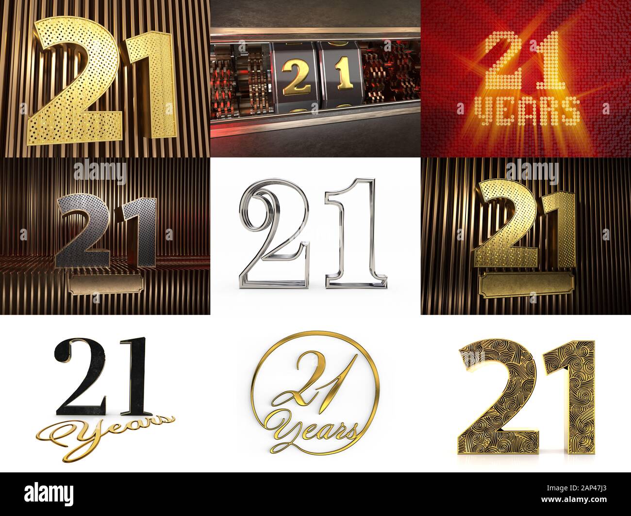 Set of number 21 (number twenty-one) celebration design. Anniversary ...