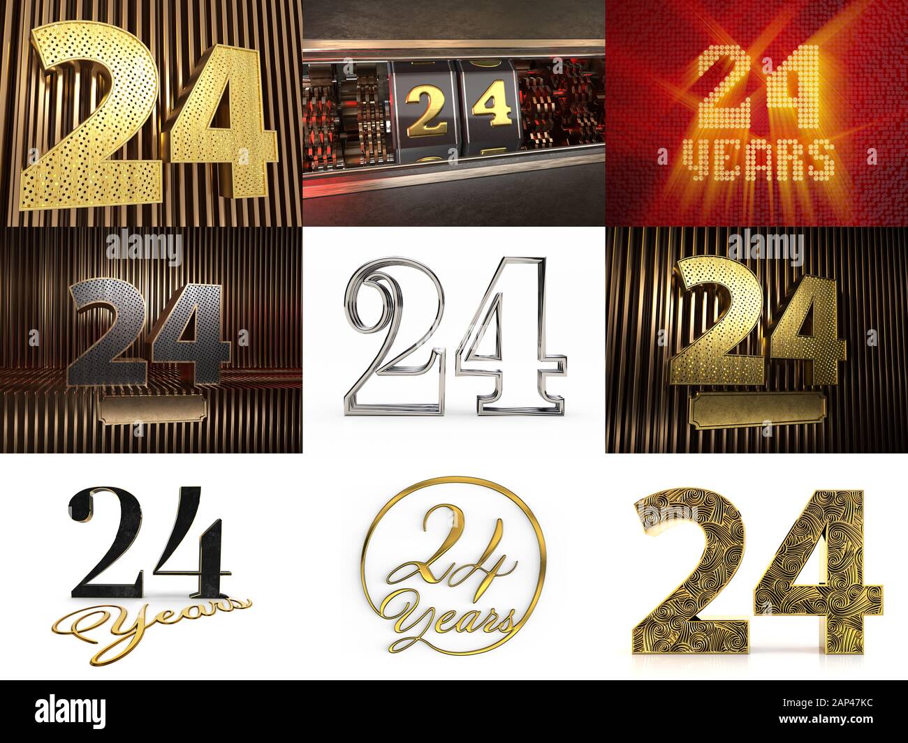 Set of number 24 (number twenty-four) celebration design. Anniversary ...