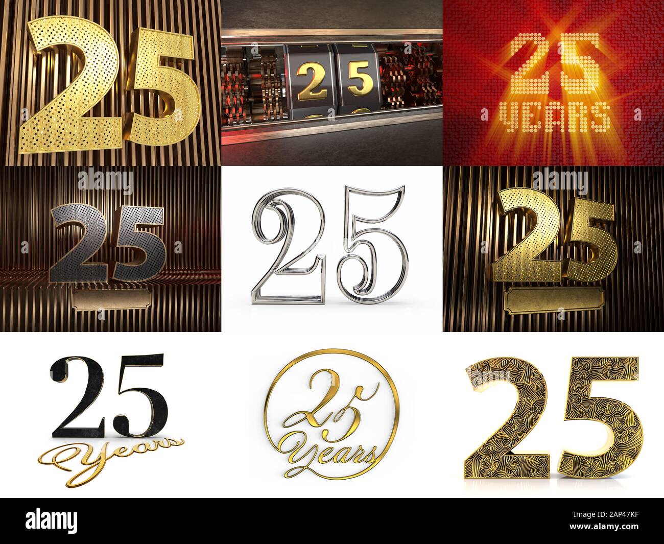 Set of number 25 (number twenty-five) celebration design. Anniversary ...