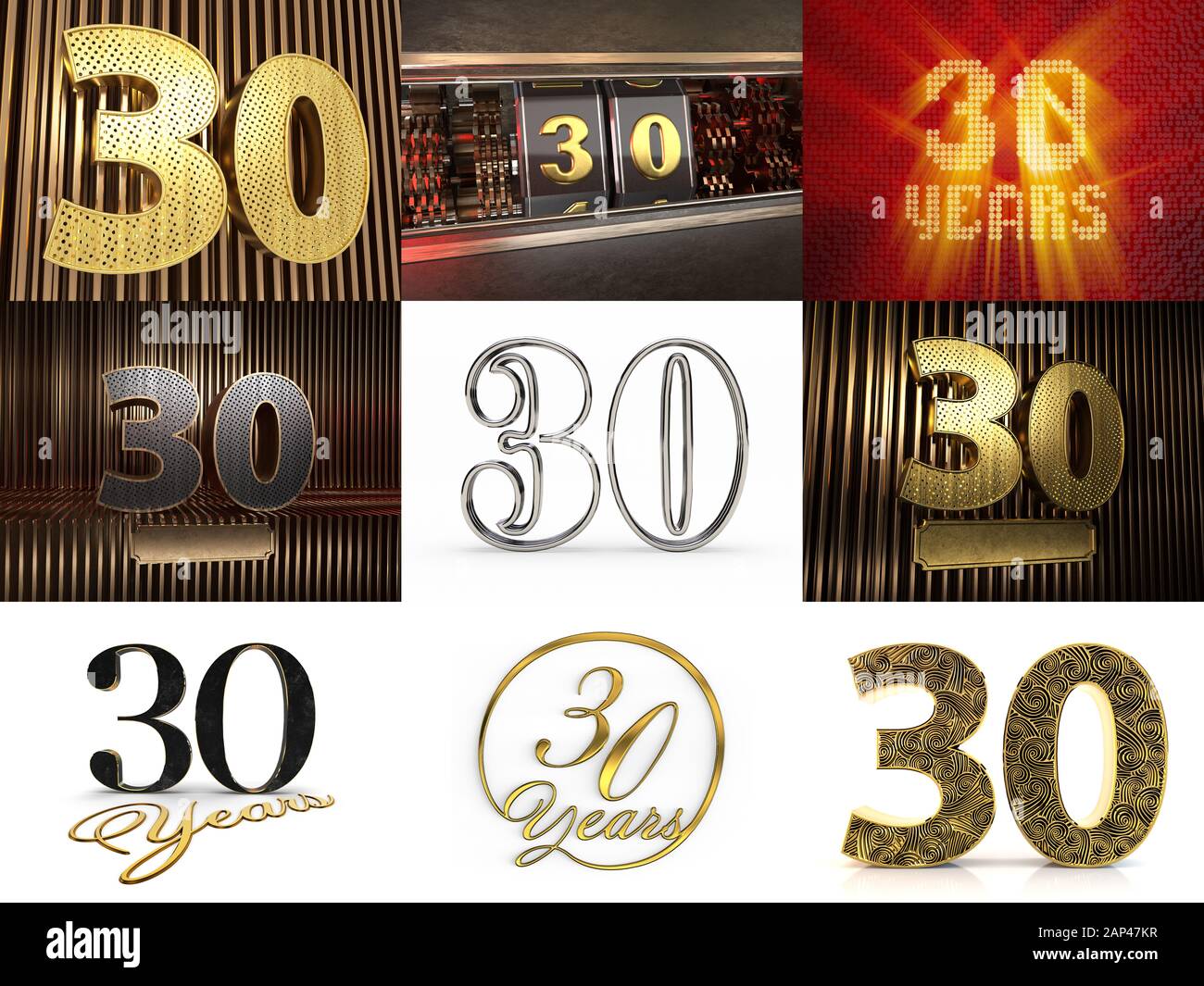 Set of number 30 (number thirty) celebration design. Anniversary number ...