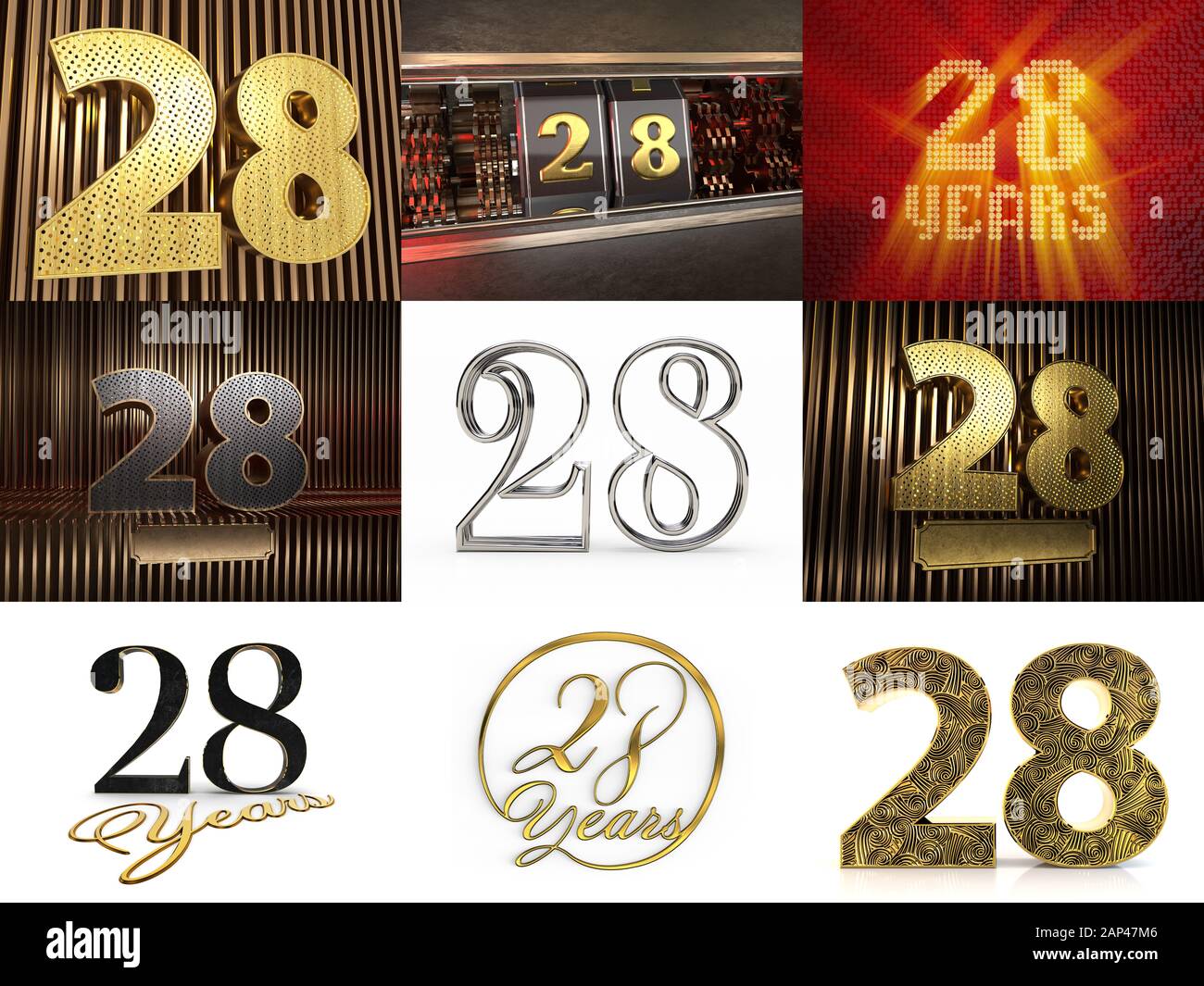 Set of number 28 (number twenty-eight) celebration design. Anniversary ...