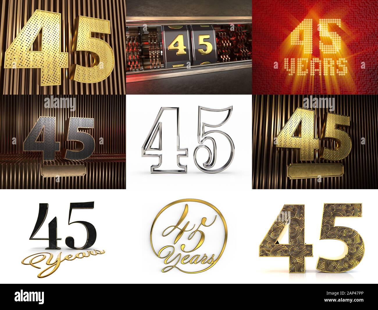 Set of number 45 (number forty-five) celebration design. Anniversary ...