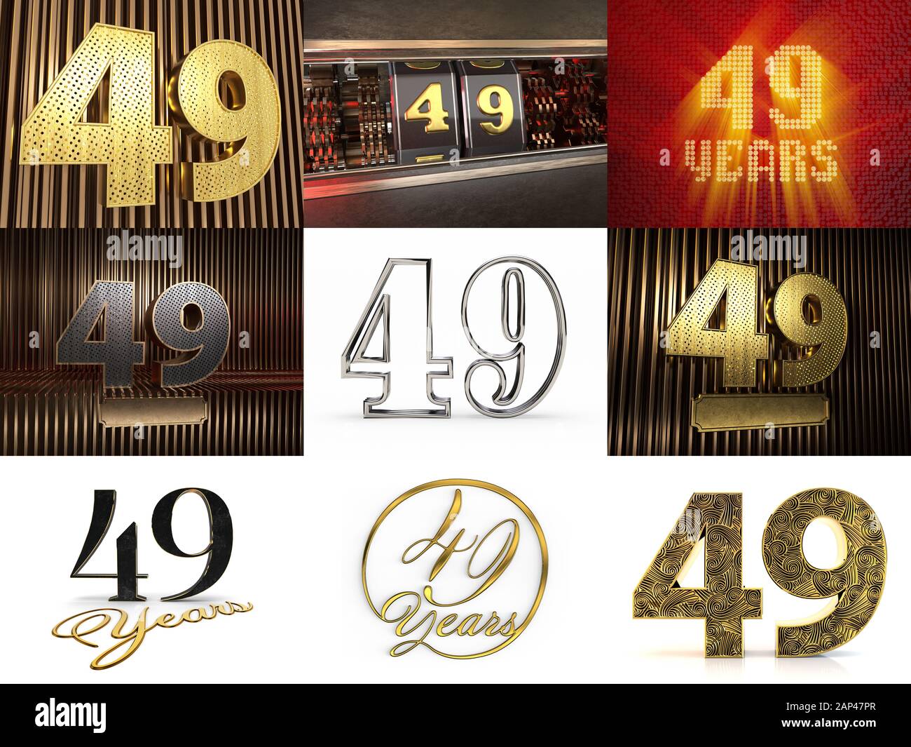 Set of number 49 (number forty-nine) celebration design. Anniversary ...