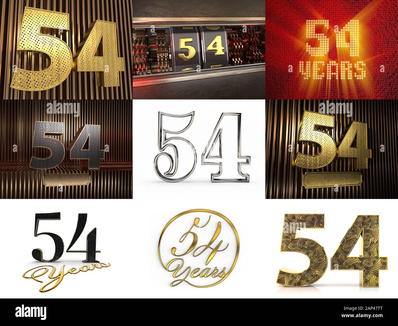 Set of number 54 (number fifty-four) celebration design. Anniversary ...