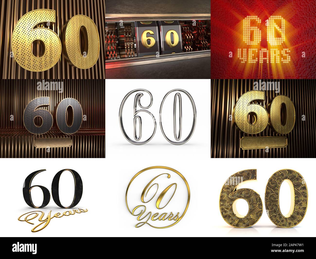 3d number 60 gold hi-res stock photography and images - Alamy