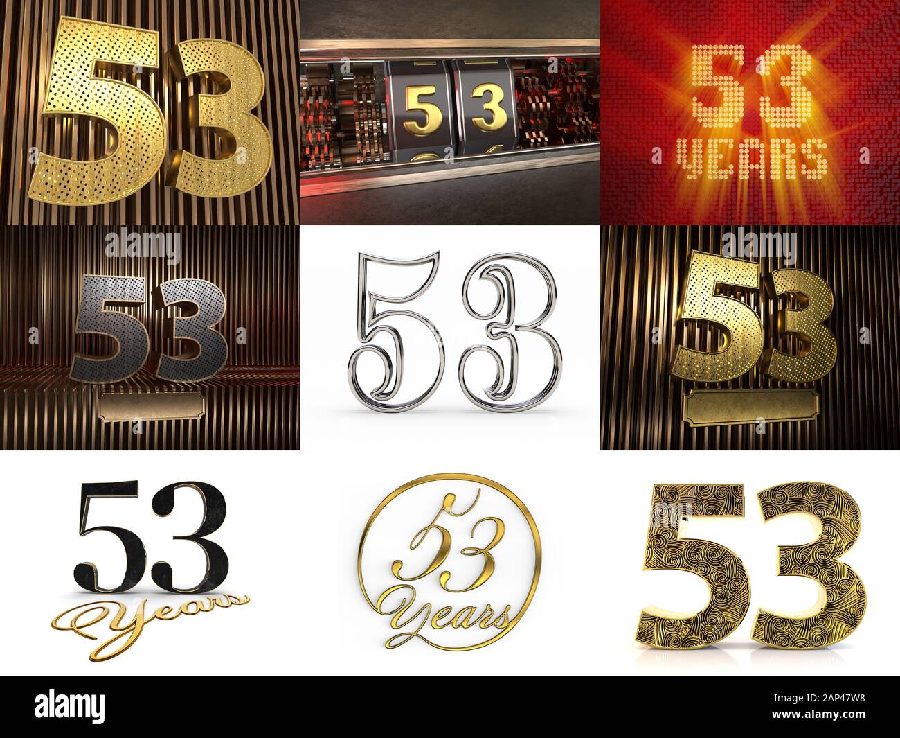 Set of number 53 (number fifty-three) celebration design. Anniversary ...