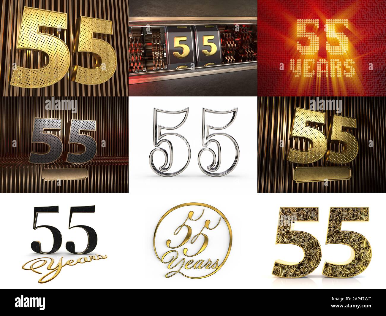 Set of number 55 (number fifty-five) celebration design. Anniversary ...