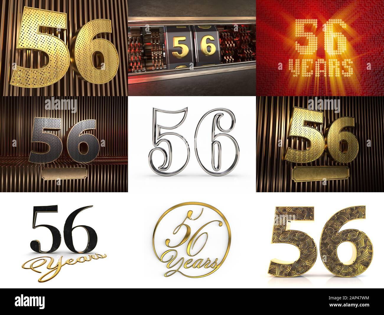 Set of number 56 (number fifty-six) celebration design. Anniversary ...