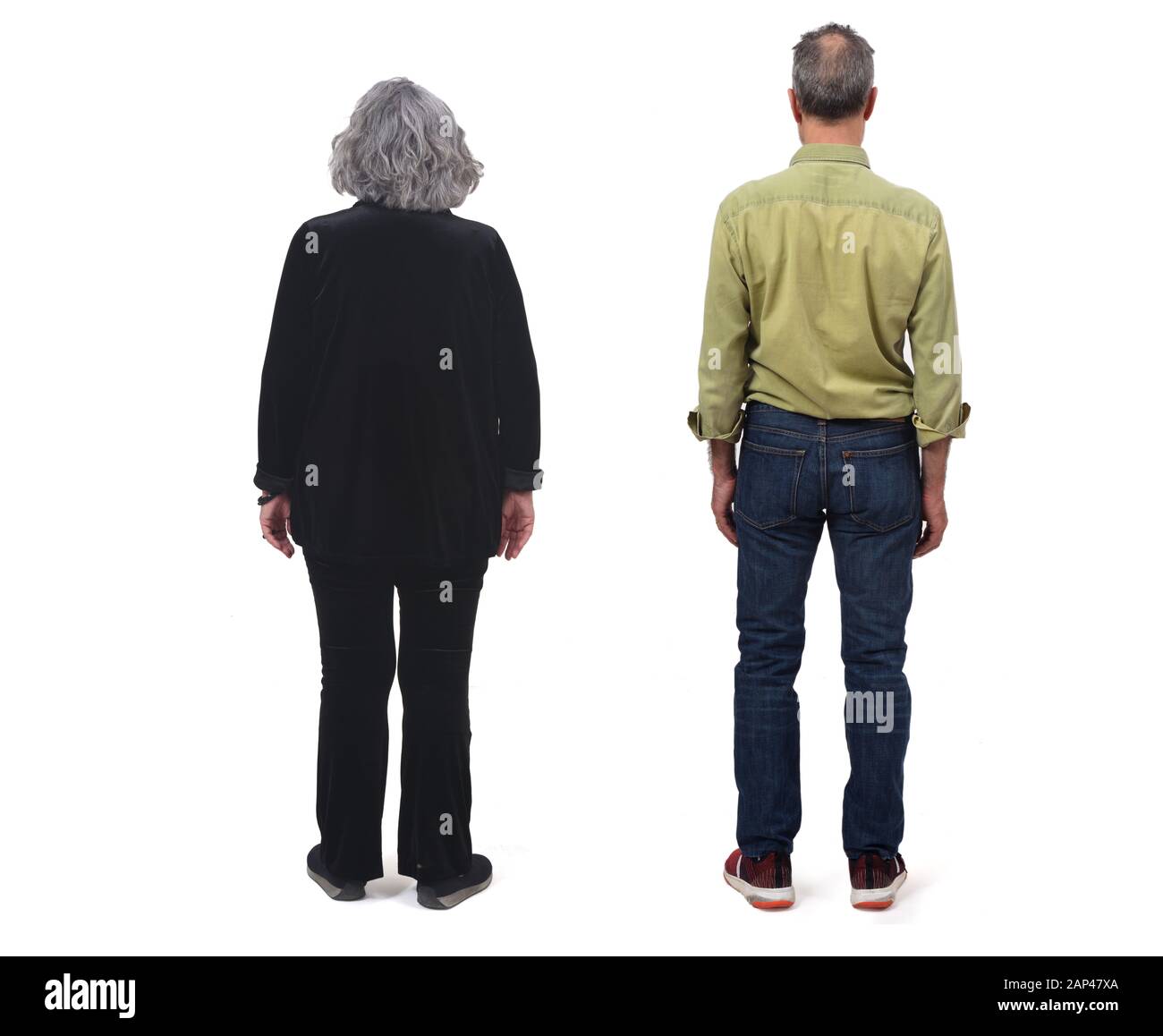 back of couple on white background Stock Photo - Alamy