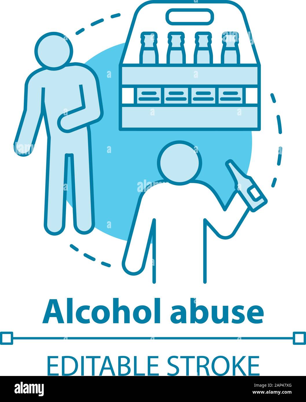Alcohol abuse concept icon. Alcoholic dependence, addiction idea thin ...