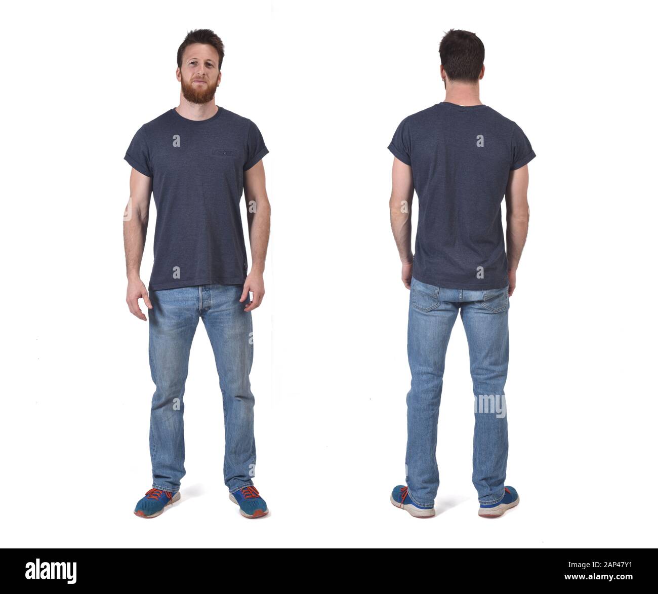 portrait of a man of front and back isolated on white Stock Photo - Alamy