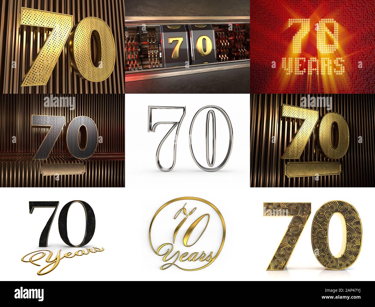 Set of number 70 (number seventy) celebration design. Anniversary ...