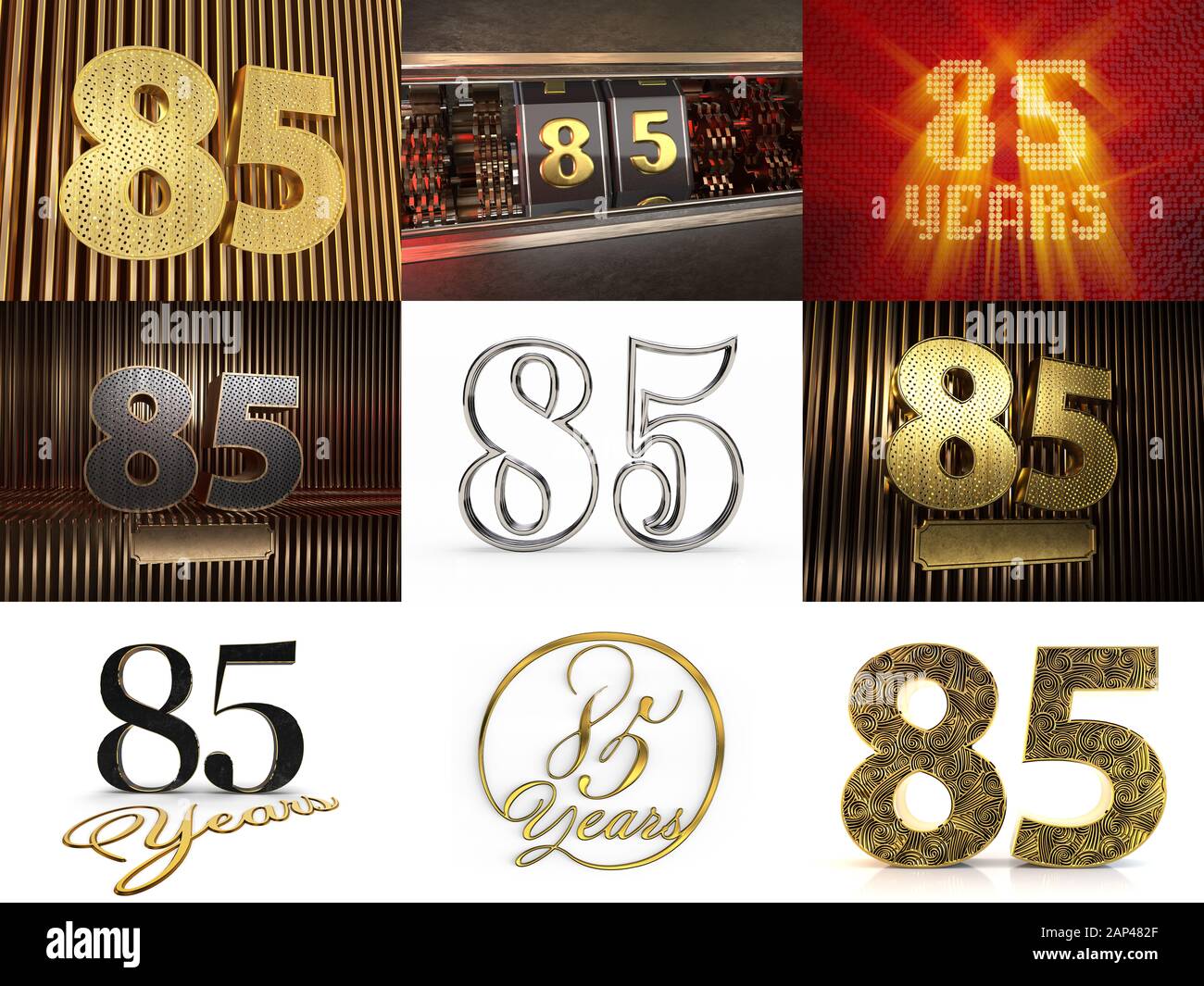 Set of number 85 (number eighty-five) celebration design. Anniversary ...