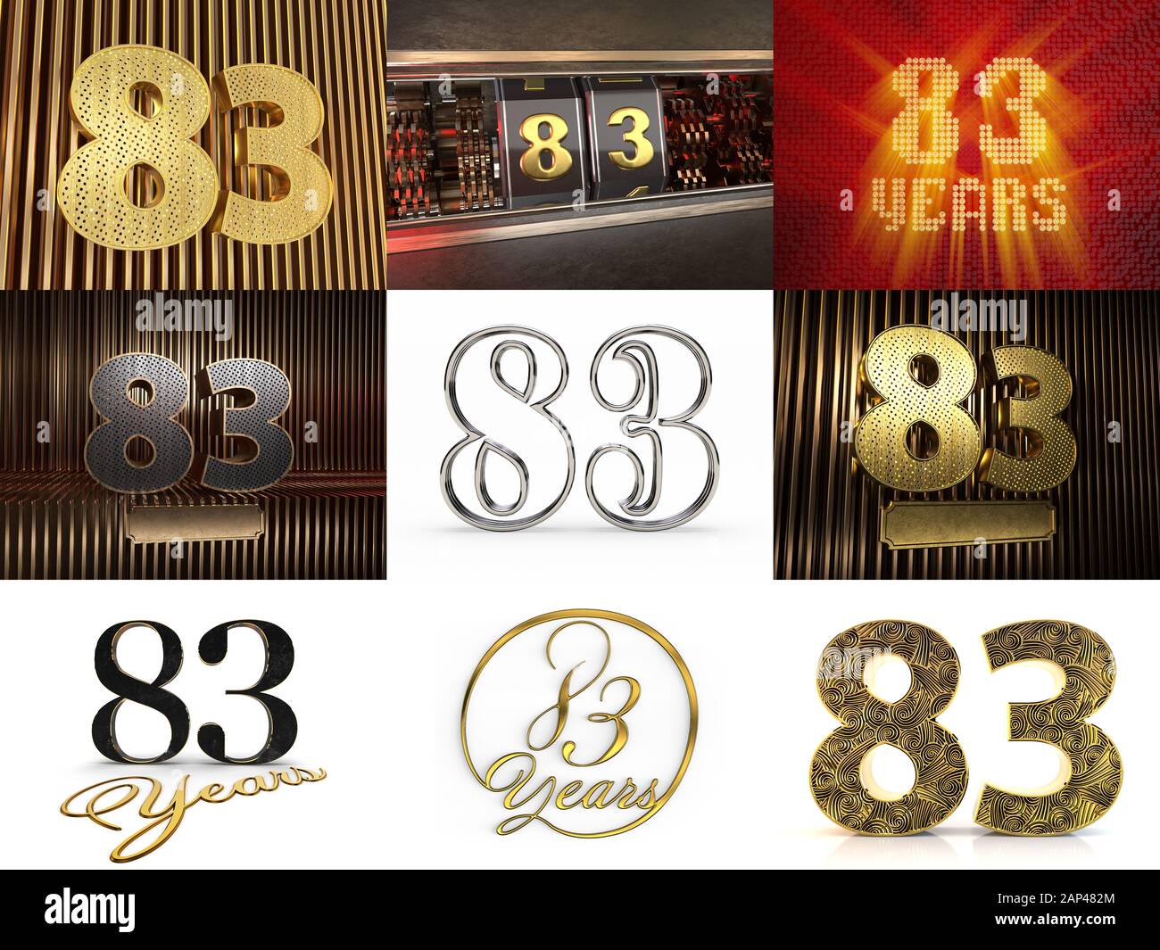Set of number 83 (number eighty-three) celebration design. Anniversary ...