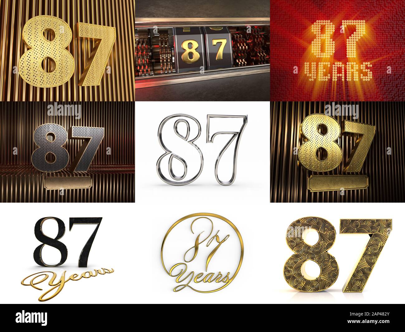Set of number 87 (number eighty-seven) celebration design. Anniversary ...