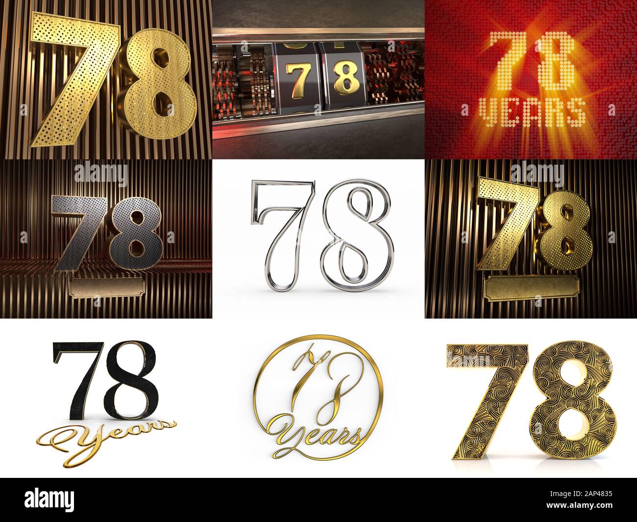 Set of number 78 (number seventy-eight) celebration design. Anniversary ...