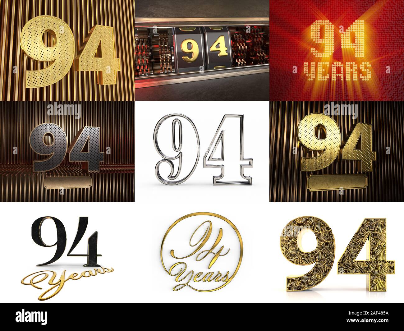 Set of number 94 (number ninety-four) celebration design. Anniversary ...