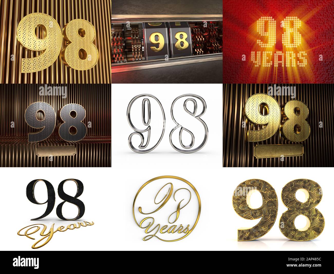 Set of number 98 (number ninety-eight) celebration design. Anniversary ...