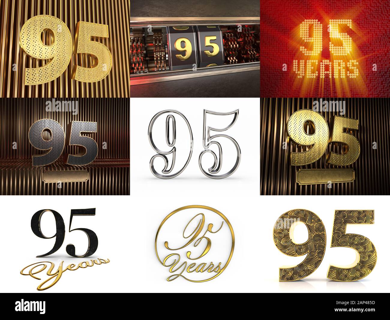 Set of number 95 (number ninety-five) celebration design. Anniversary ...