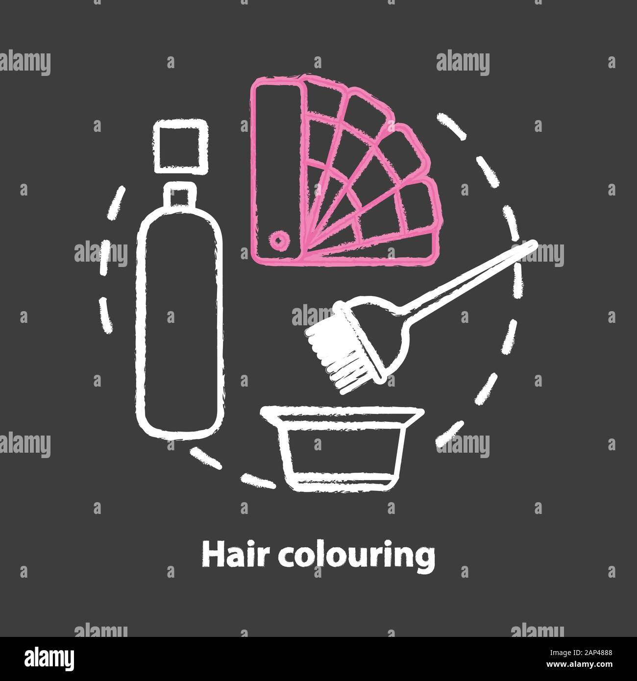 Hair colouring chalk concept icon. Hair highlighting and dyeing, hairdo ...