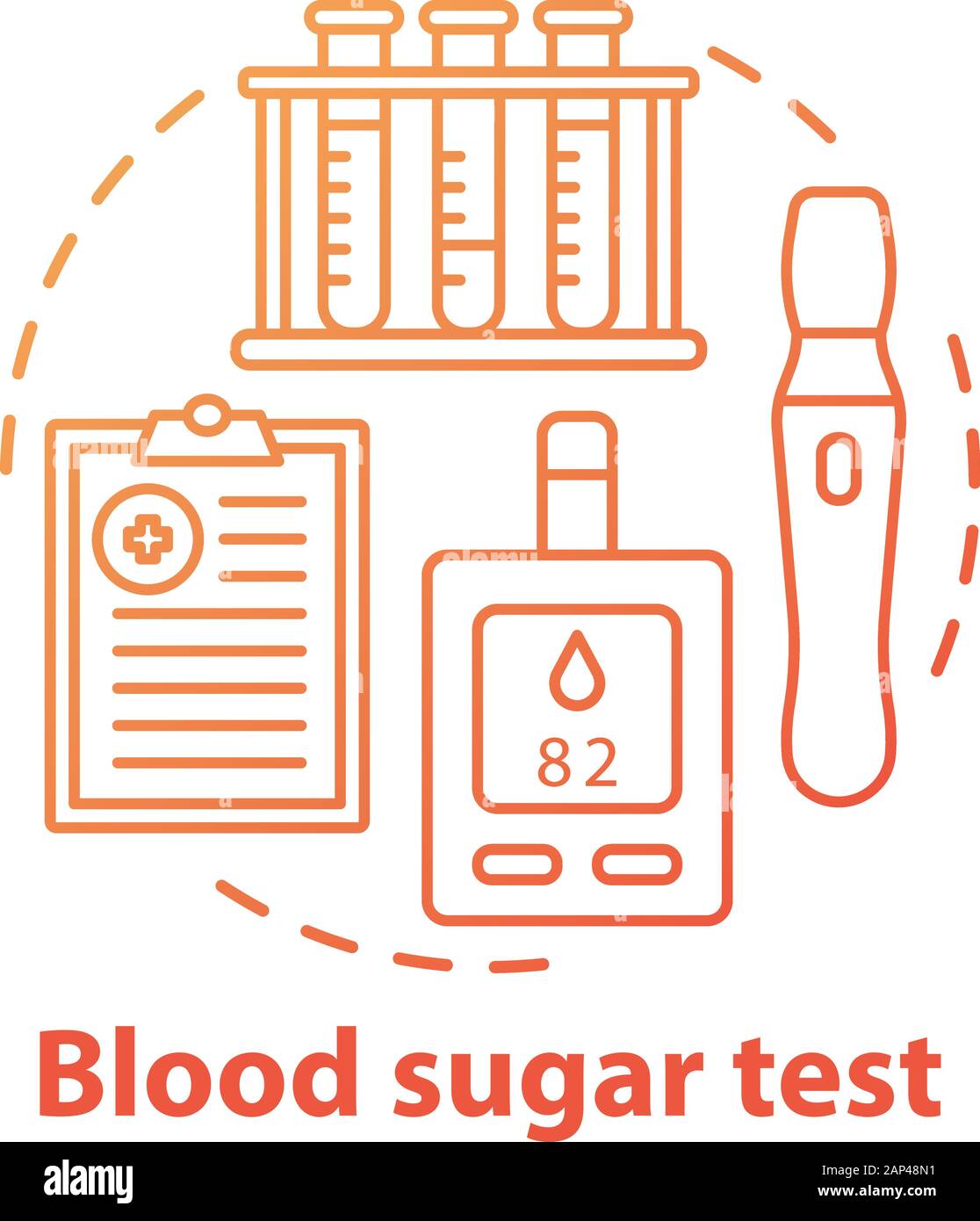 Blood sugar testing devices concept icon. Controlling glucose level ...