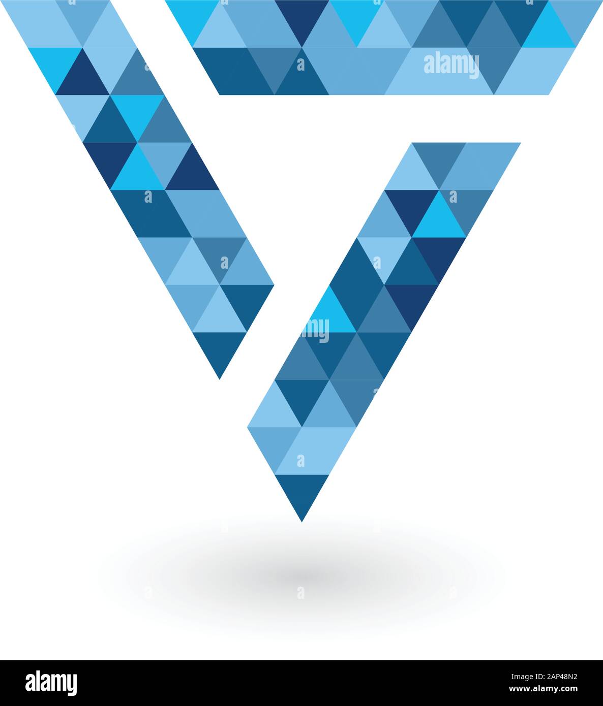 Blue triangle pixel logo design. Business identity tech element. Stock ...