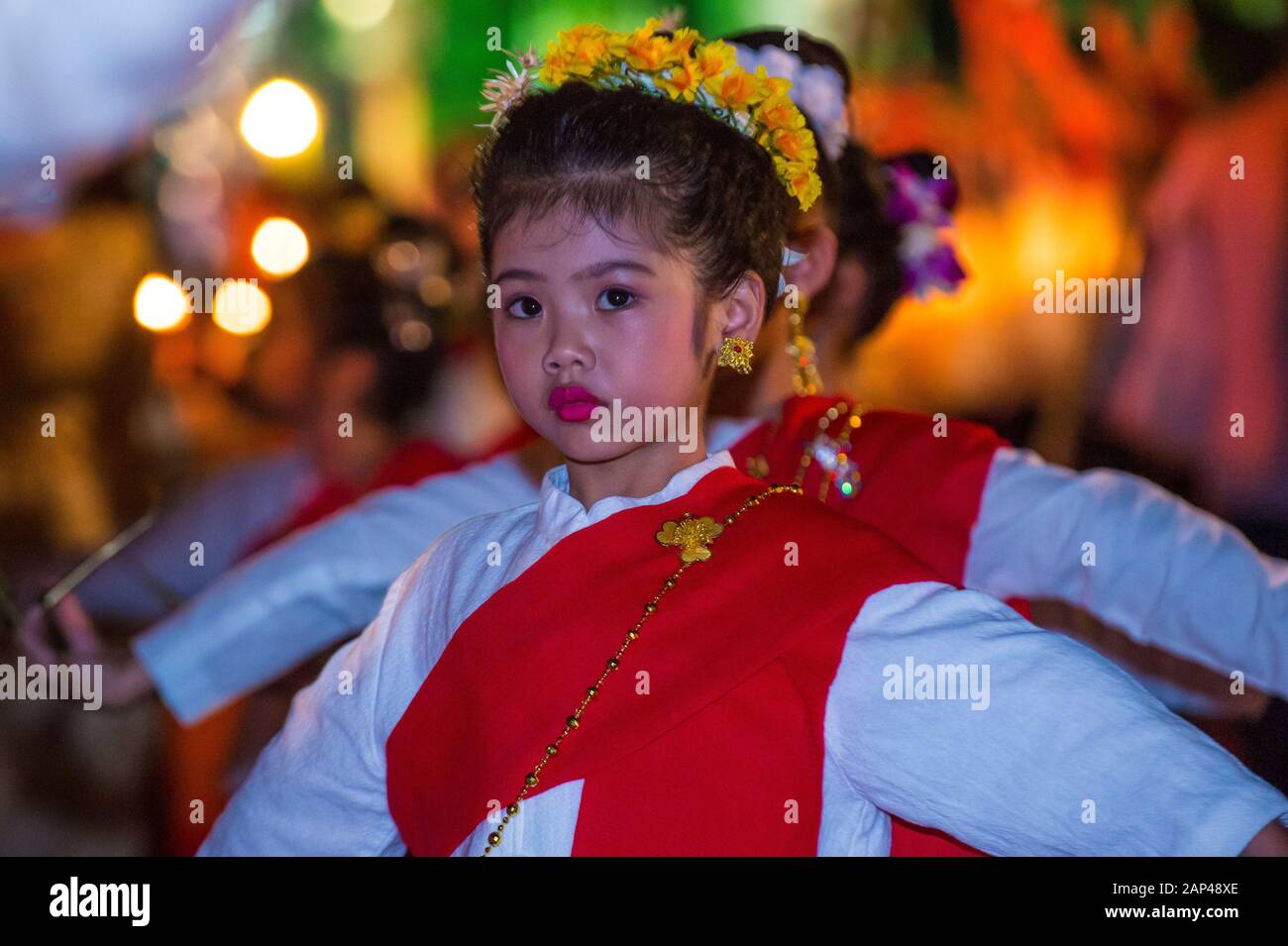 Thai children participates in Yee Peng festival in Chiang Mai ...