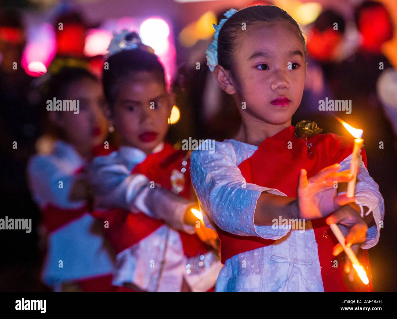 Thai children participates in Yee Peng festival in Chiang Mai ...