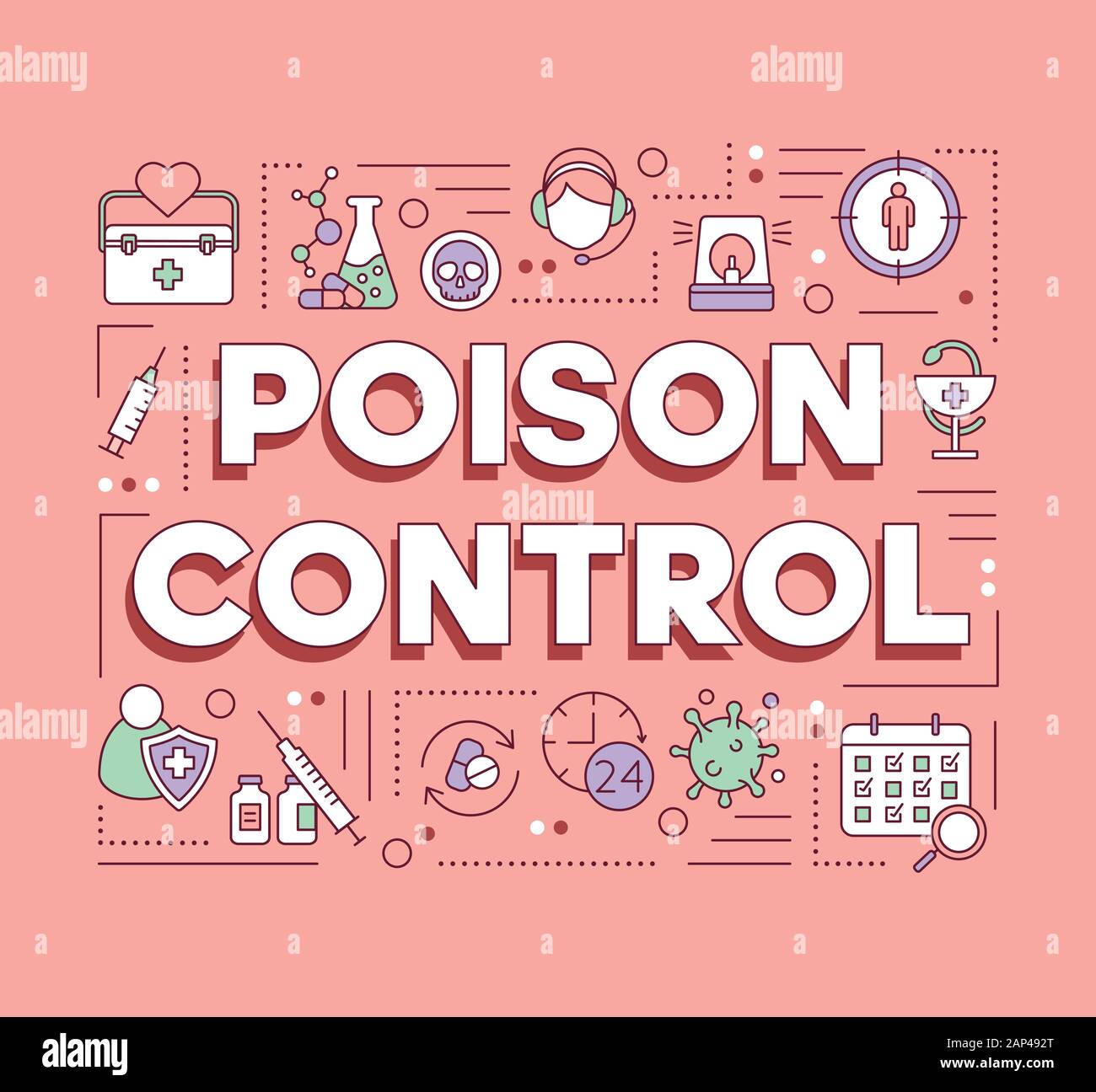 Poison control word concepts banner. Toxin safety. Antidote development ...