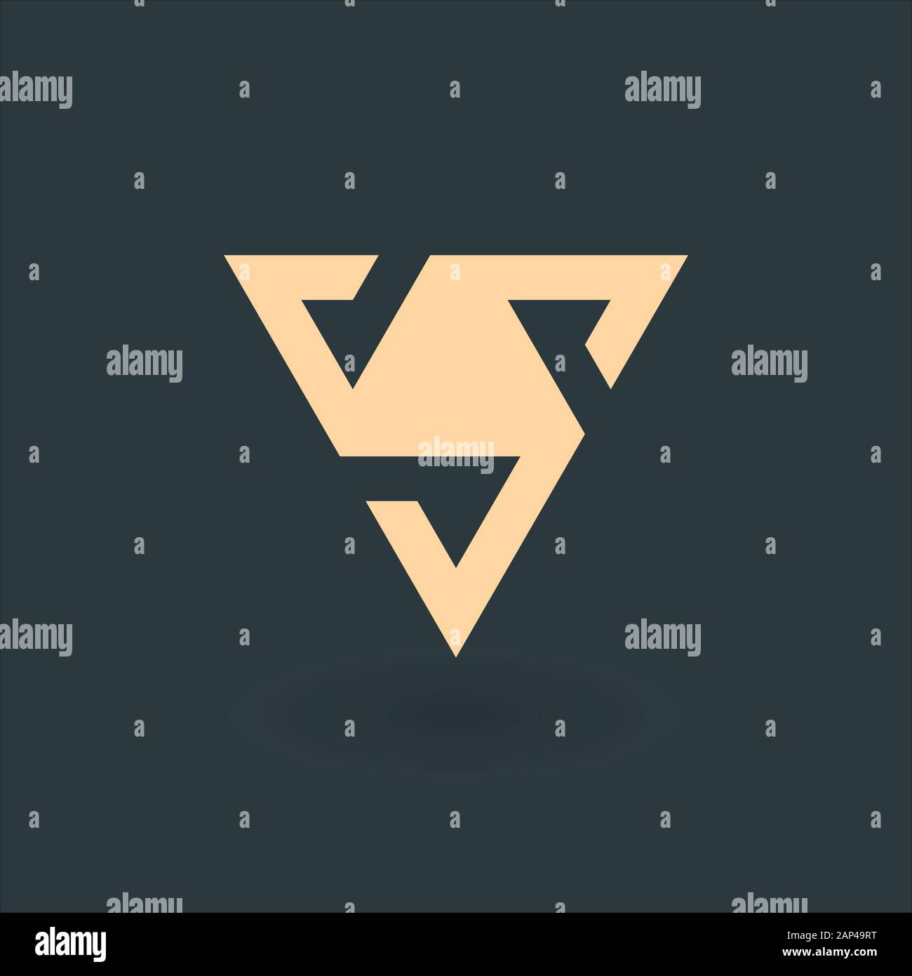 Letter V pyramid geometric triangle with three elements logo design ...