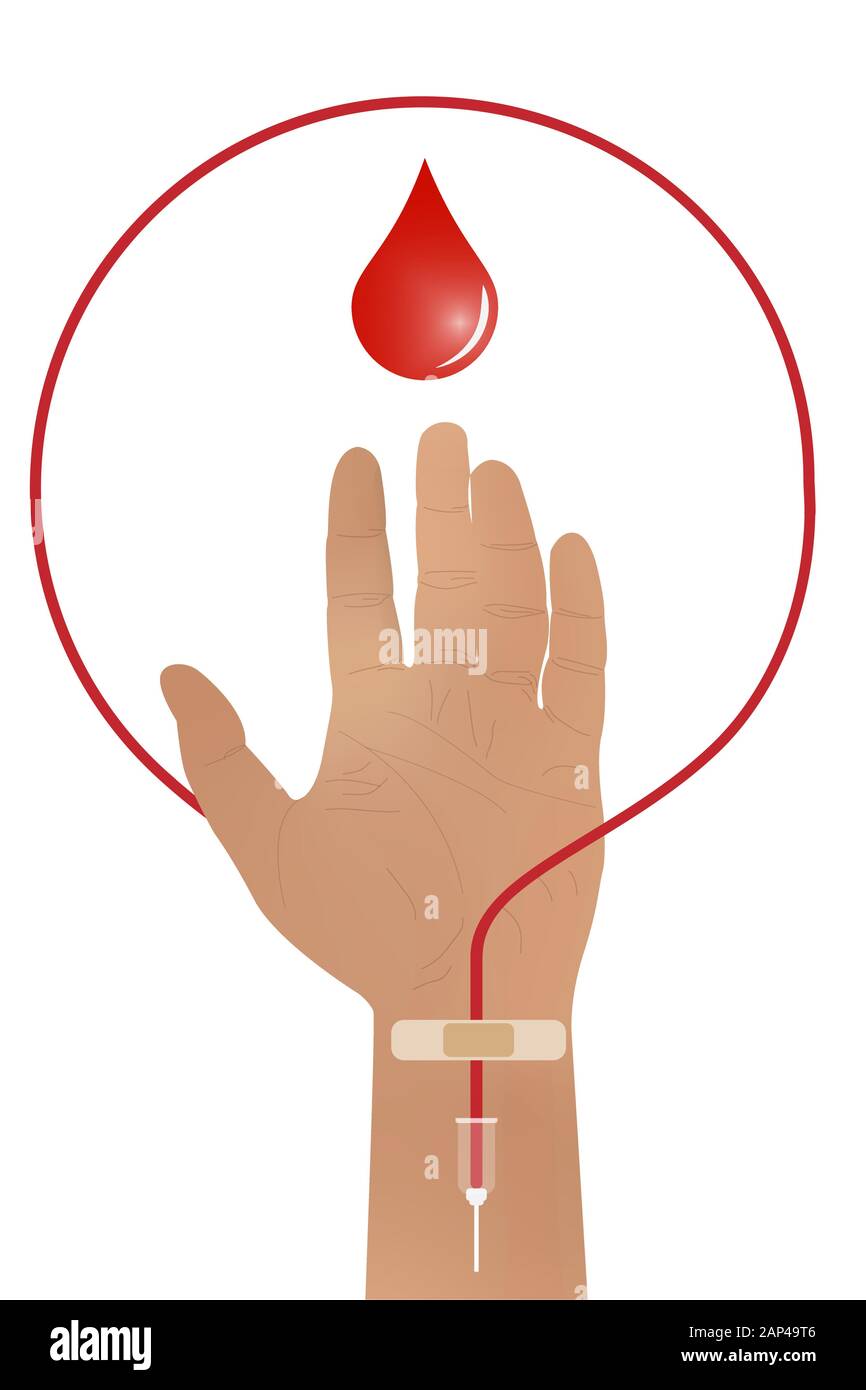 Hand raised up, sacrificing blood. Blood donation Stock Vector Image ...