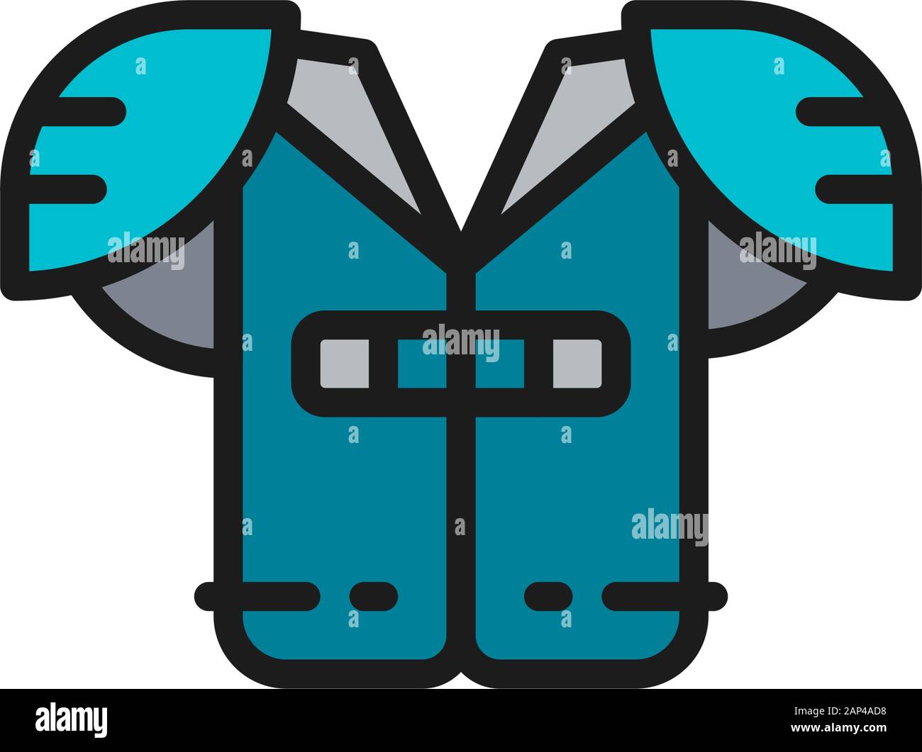 Vector american football chest protection flat color line icon Stock ...