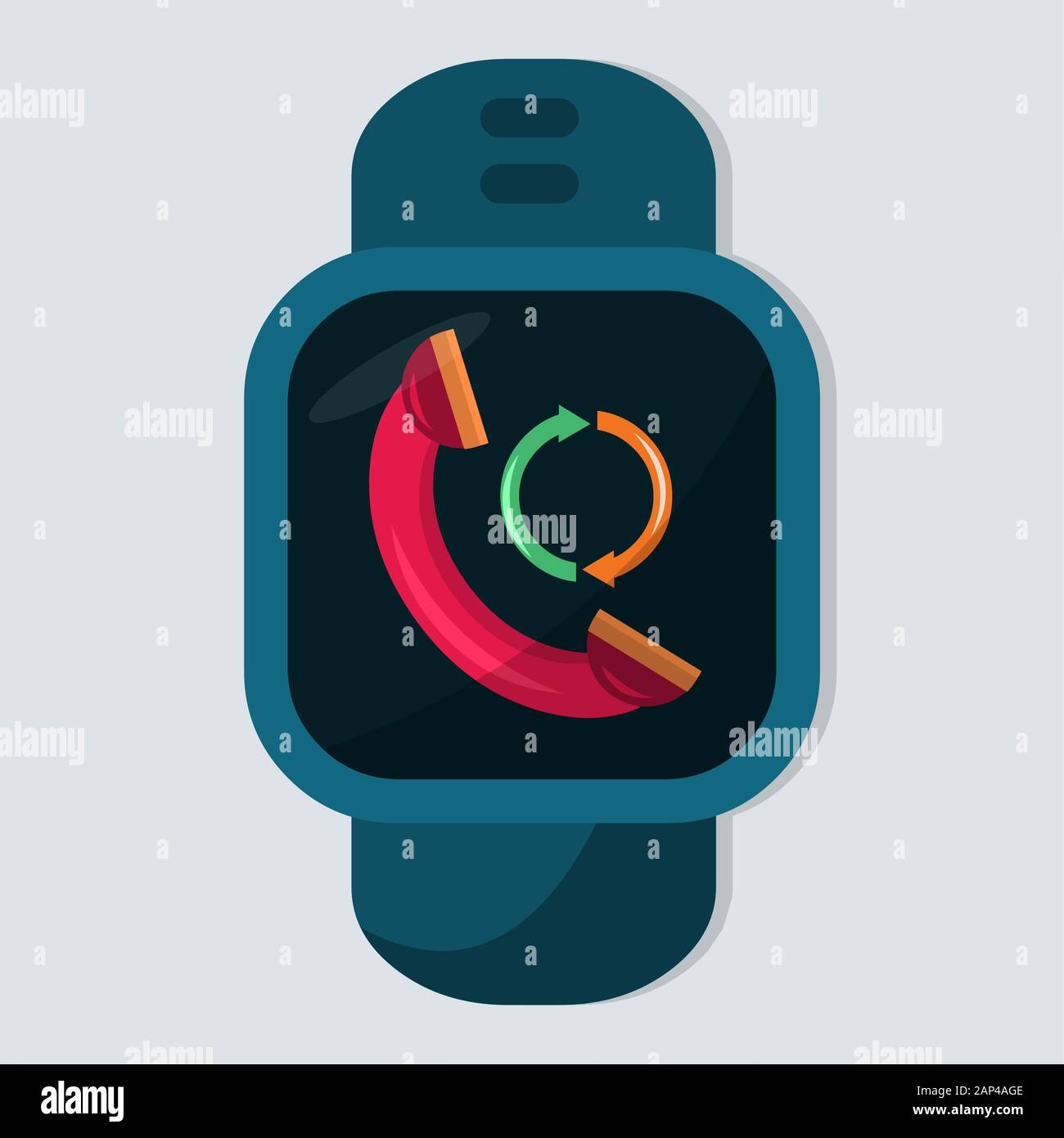 rectangle smartwatch with phone display isolated vector illustration ...