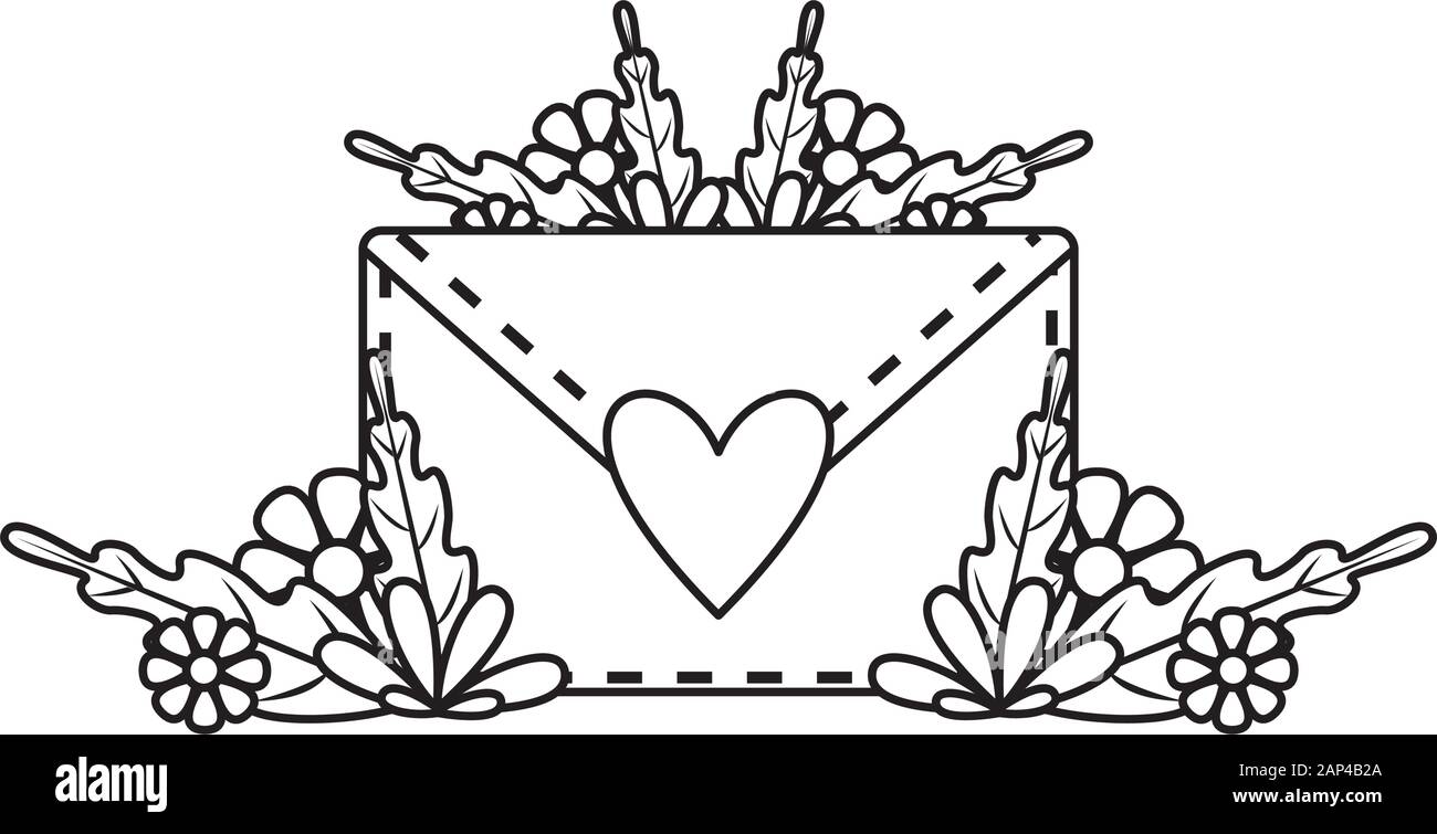 Envelope heart happy valentines Black and White Stock Photos & Images ...