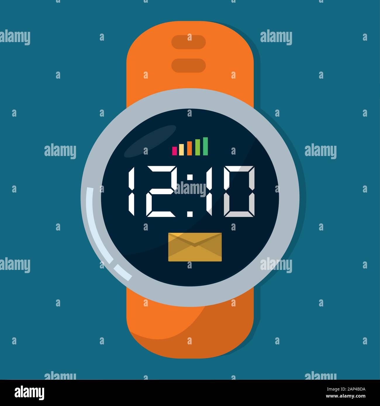 circle smart watch display on isolated vector illustration Stock Vector ...