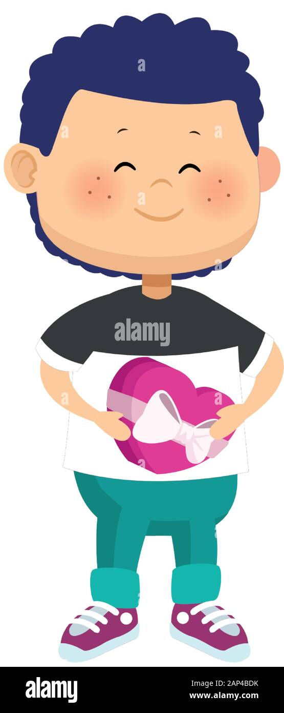 cartoon boy with hearts box icon, colorful design Stock Vector Image ...