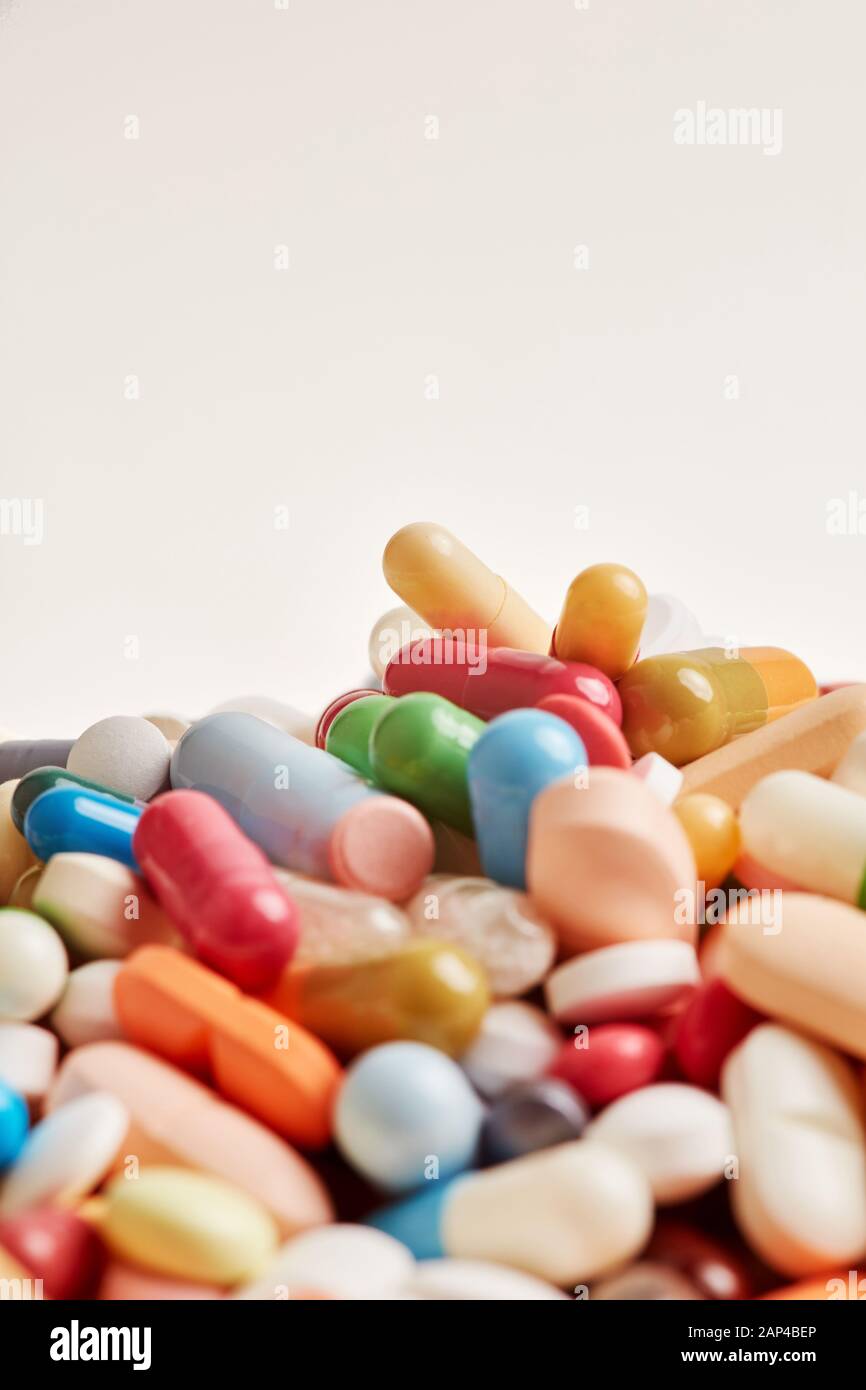 Colorful vertical medication background with copy space Stock Photo - Alamy