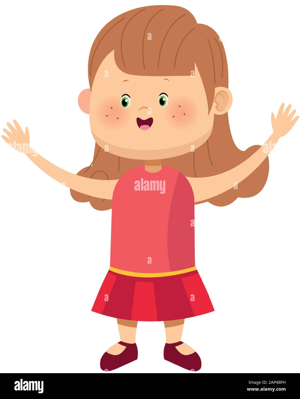 cartoon happy girl standing icon, colorful design Stock Vector Image ...