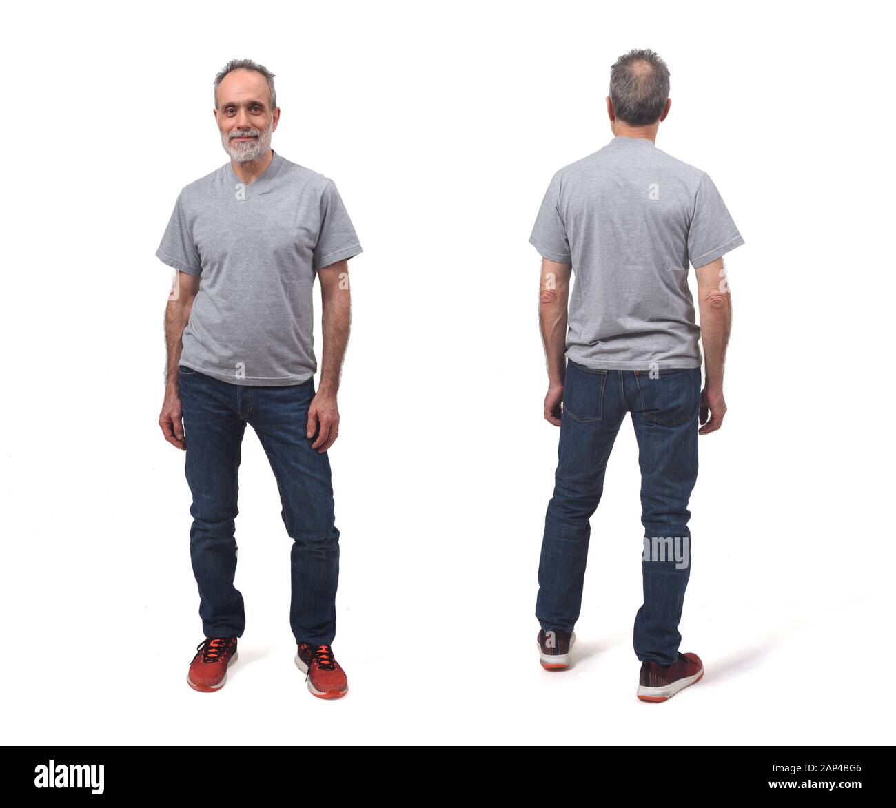 Front and back of a man on white Stock Photo - Alamy