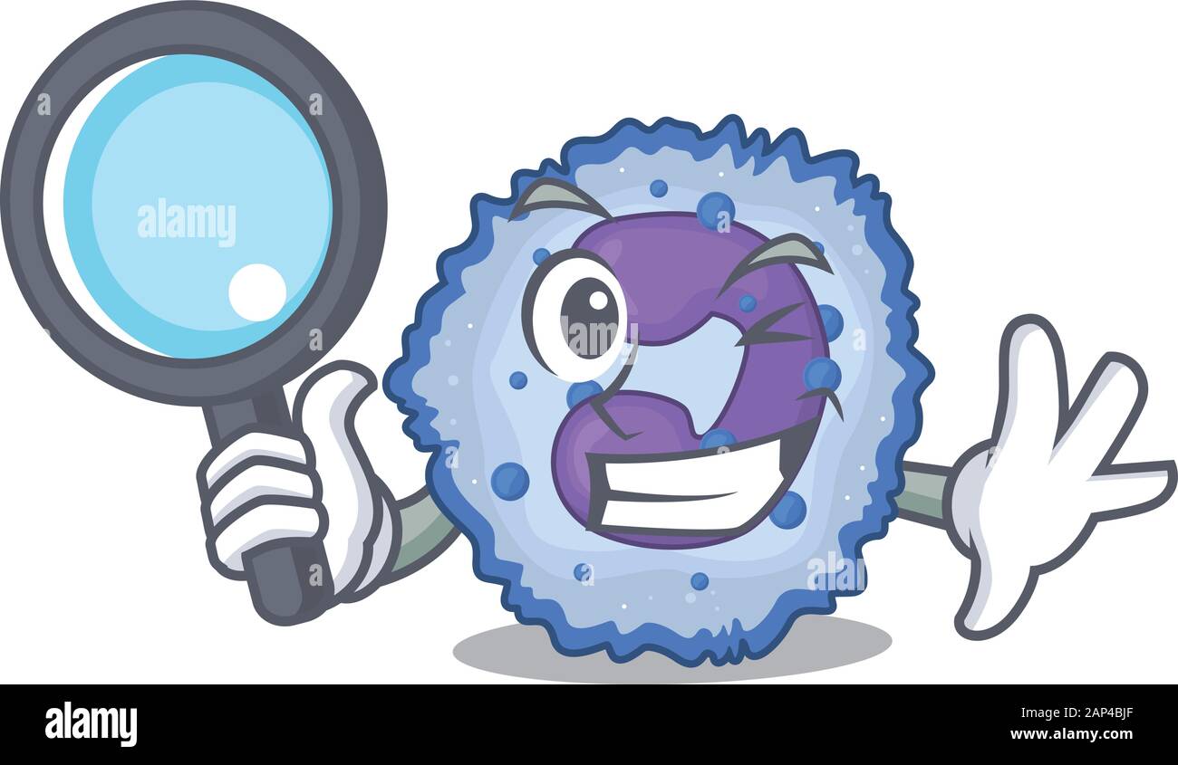 Cool and Smart basophil cell Detective cartoon mascot style Stock ...