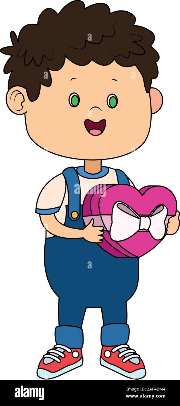 cartoon boy with chocolate heart box Stock Vector Image & Art - Alamy