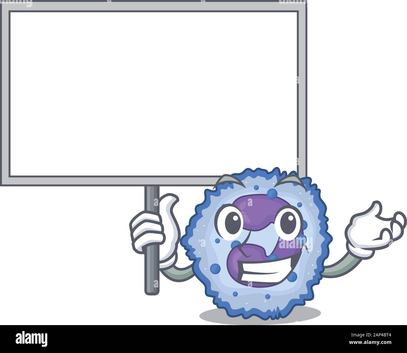A cute picture of basophil cell cute cartoon character bring a board ...